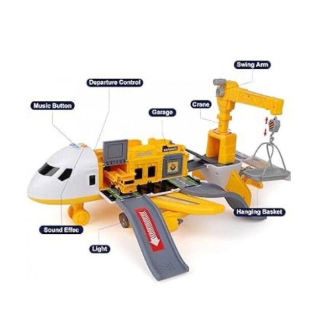 Avion copii simulator cu sunete lumini, macara, pista si masini - eMAG.ro