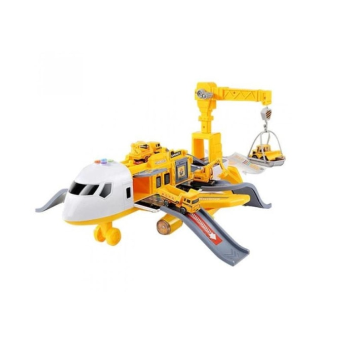 Avion copii simulator cu sunete lumini, macara, pista si masini - eMAG.ro
