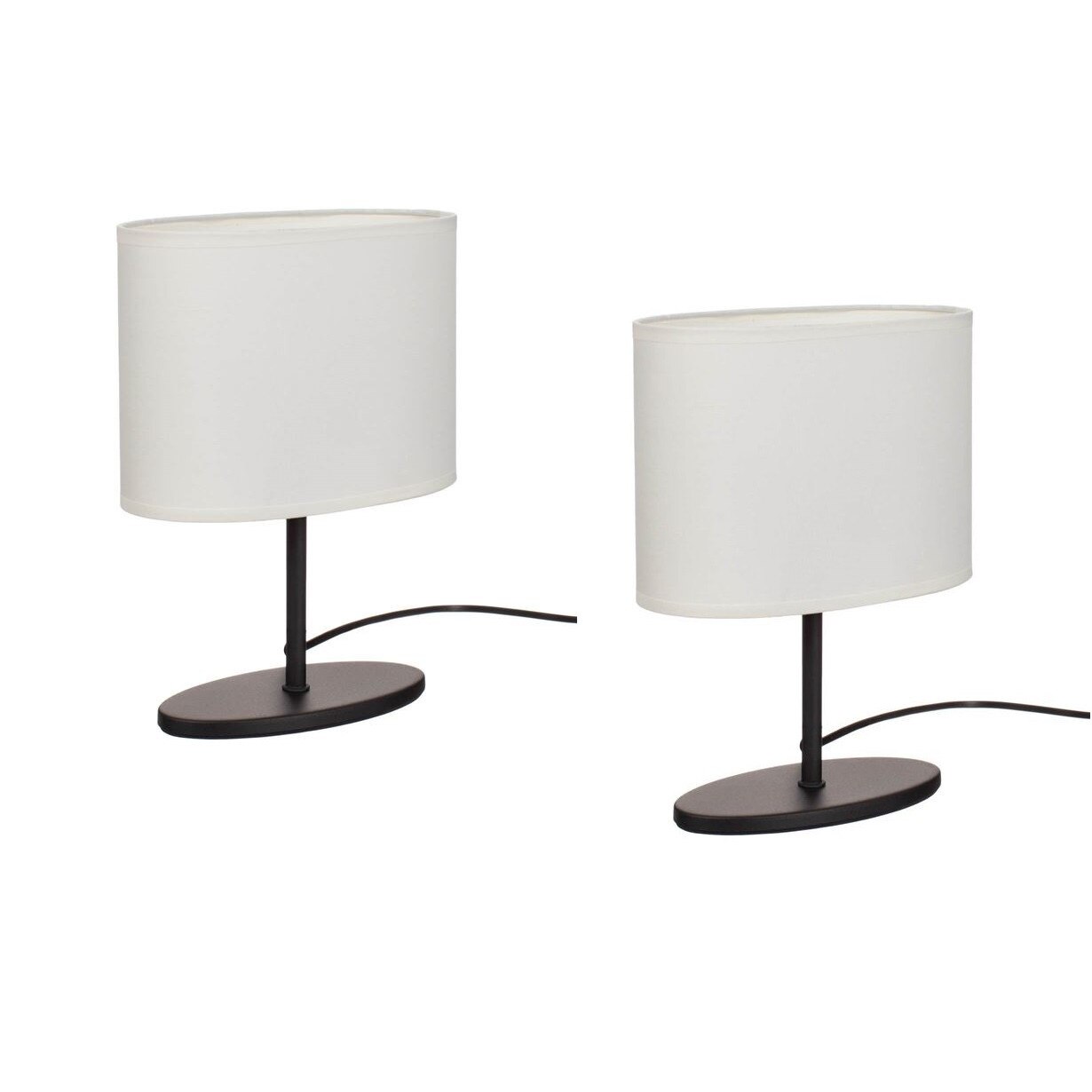 Set 2 veioze VENITIVO®, cu abajur textil si baza metaliza, bec tip E14 ...