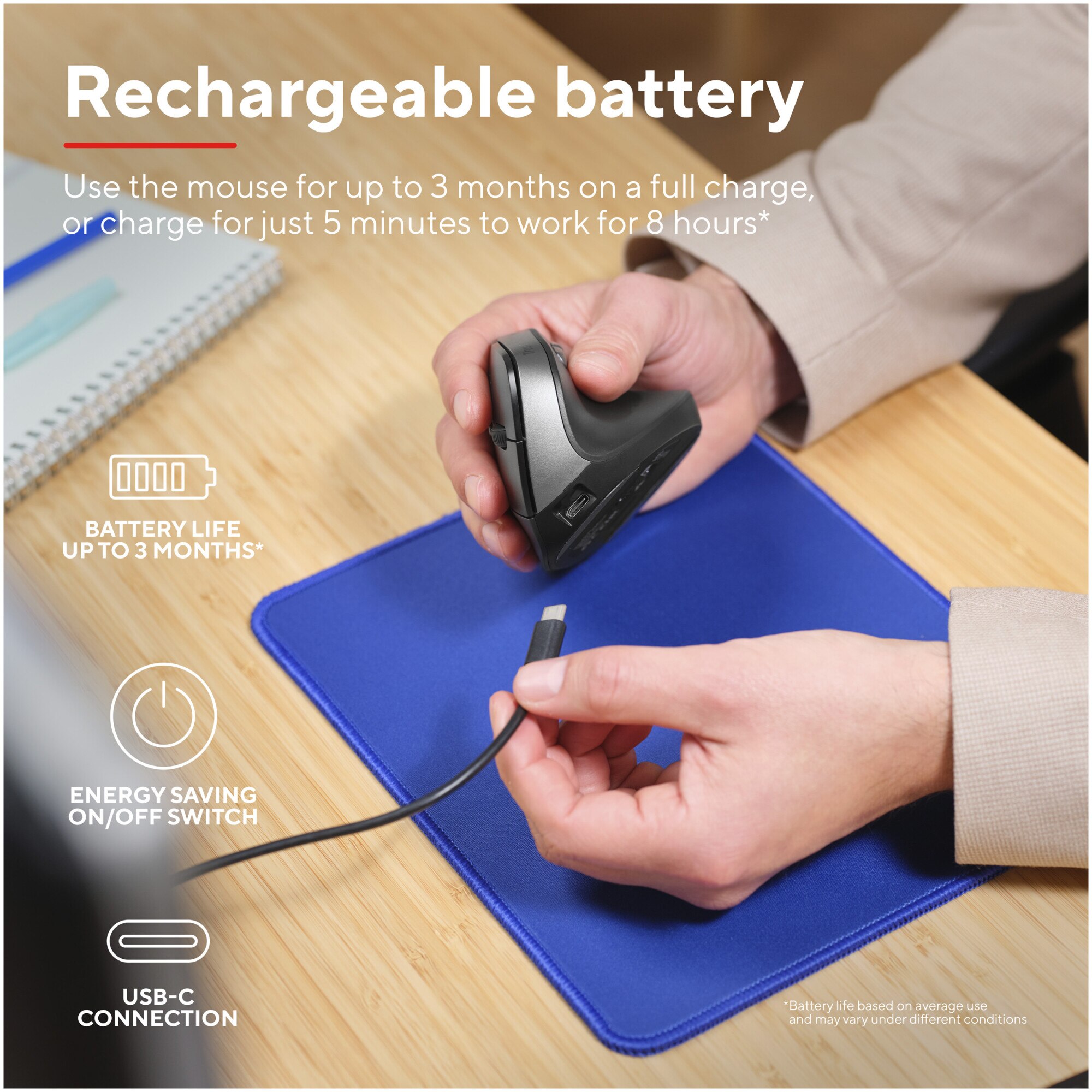 Mouse Wireless Ergonomic Trust TM-270, 800-2400 DPI, Negru - eMAG.ro
