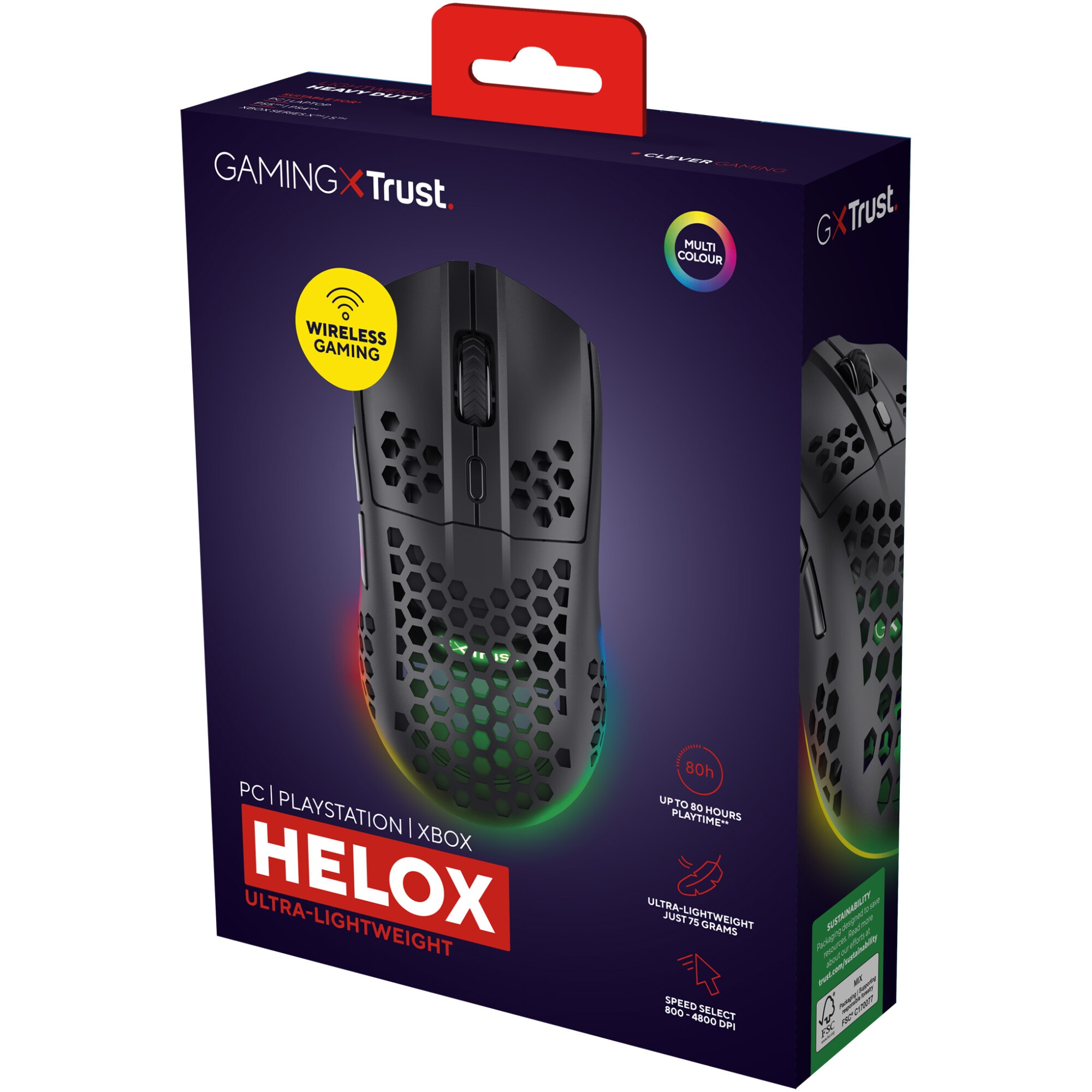 Mouse Gaming Wireless Trust GXT929 HELOX, 800-4800 DPI, Negru - eMAG.ro