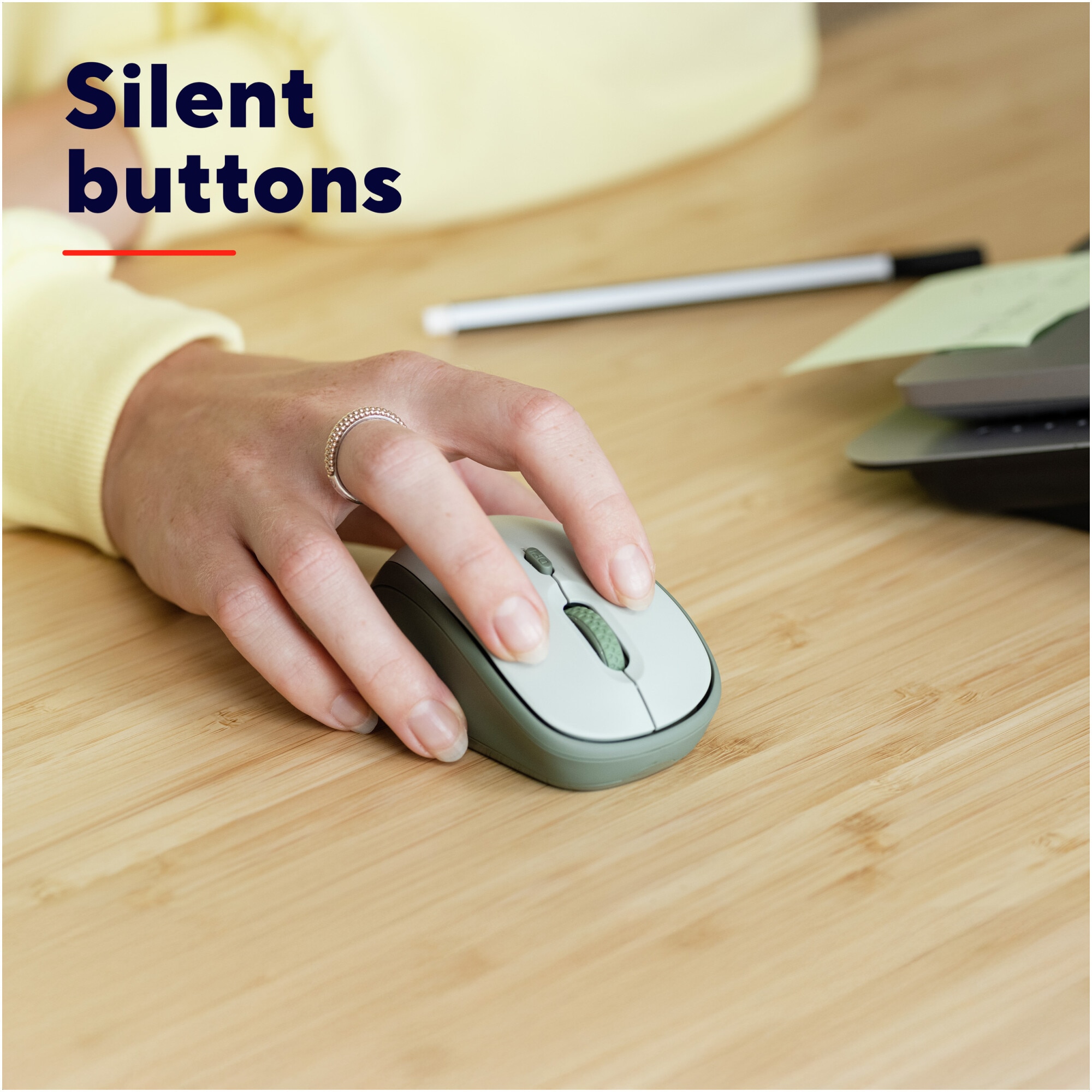 Mouse wireless silentios Trust Yvi+ ECO, 800-1600 DPI, verde - eMAG.ro