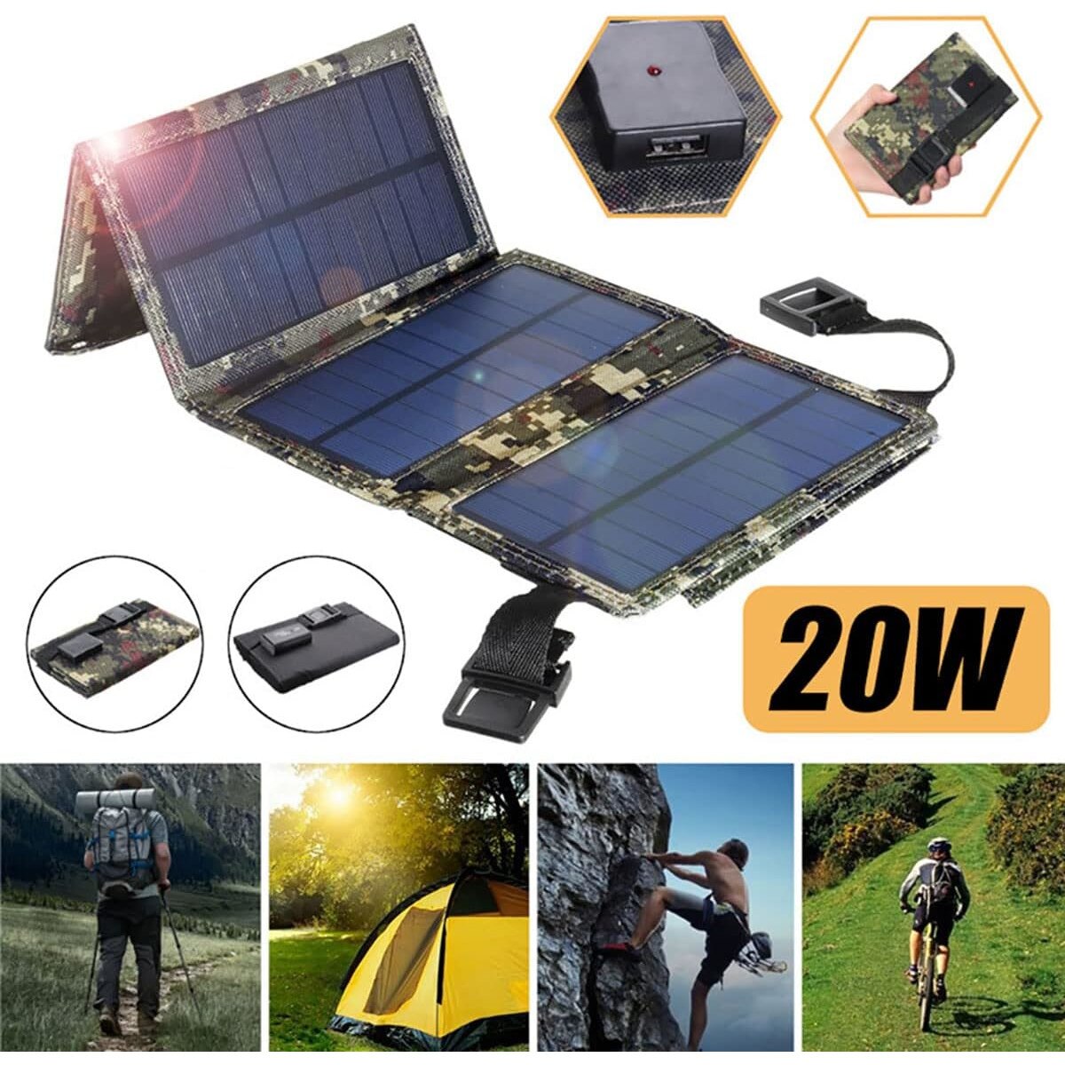 Incarcator solar portabilm Tovbmup, Pliabil, 20 W, 320g, Negru - eMAG.ro