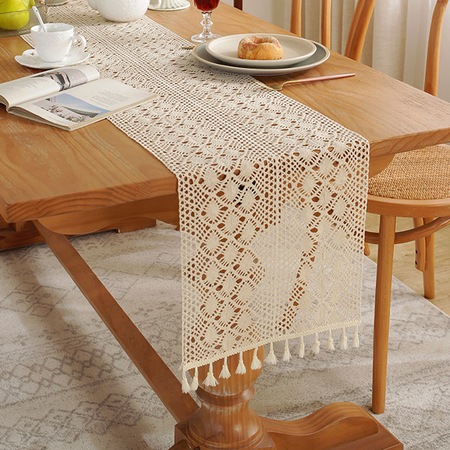 Traversa masa QttvbTna, 30x180cm, bej - eMAG.ro