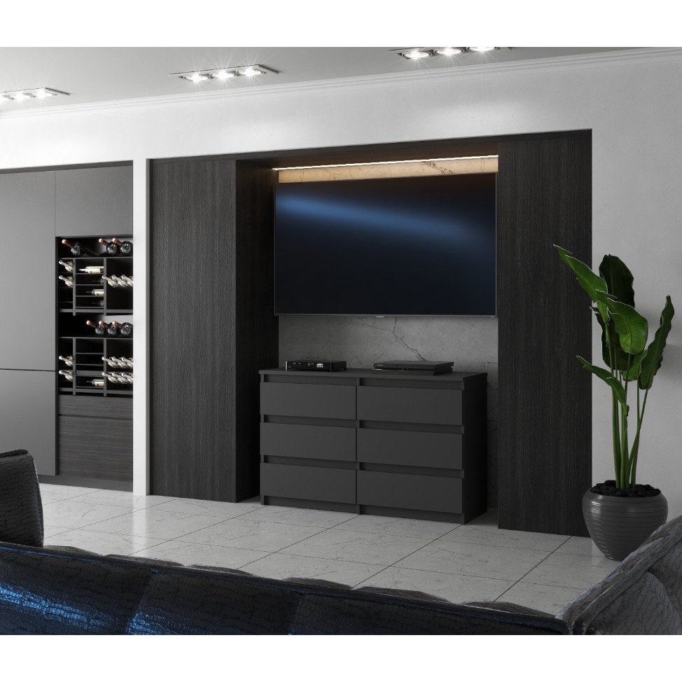 Comoda cu 6 sertare, 100x71.5x33.5cm, Gri Mat - eMAG.ro