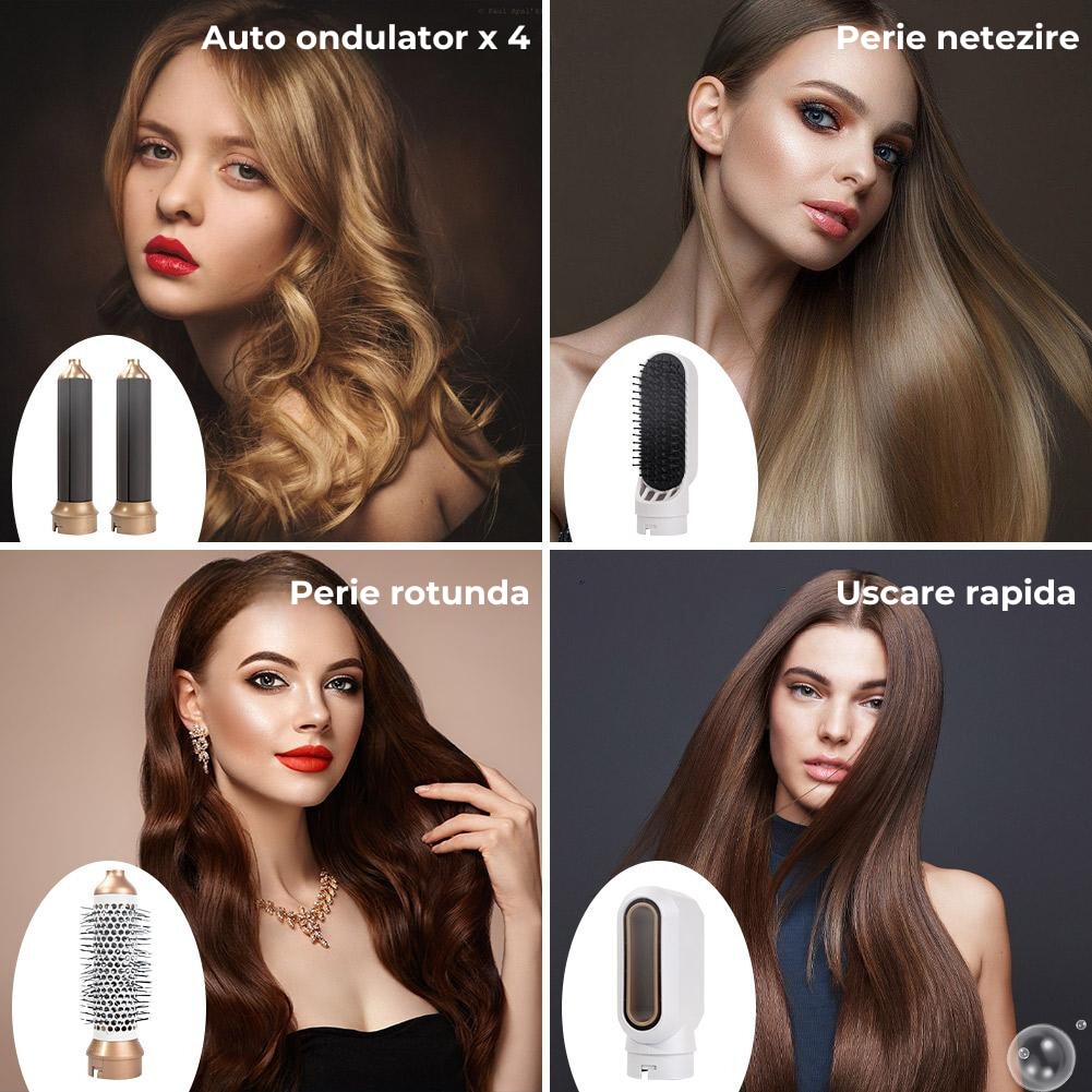 Perie Electrica cu Aer Cald pentru Par, 7 in 1, Multifunctionala ...