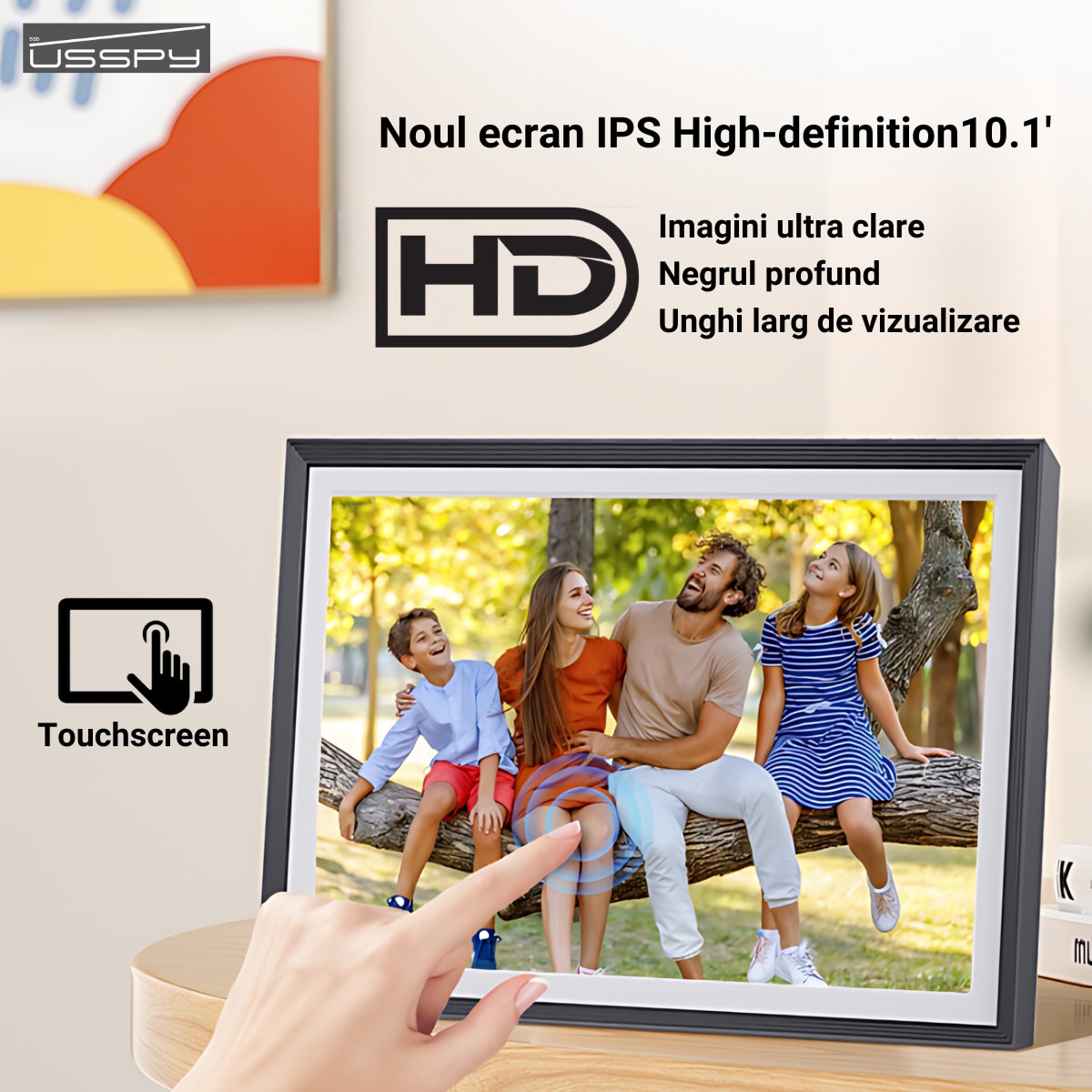 Rama foto digitala WIFI USSPY®, 10.1 inch, HD IPS Touchscreen, 16GB mem ...