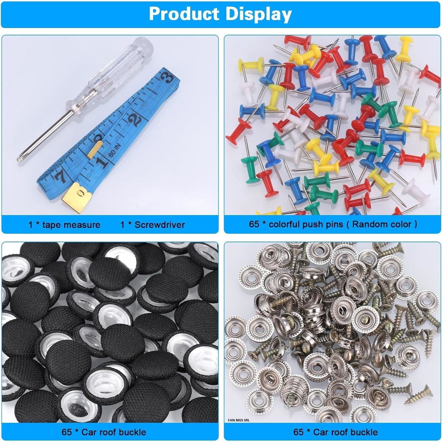 Kit 65 nituri universale tip butoni pentru repararea plafonului auto ...