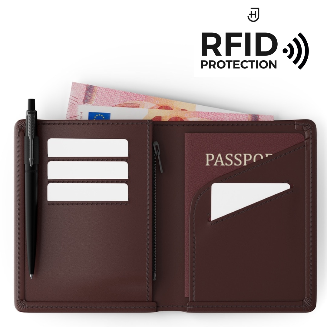 Portofel Pentru Barbati, James Hawk, 13.5x11x2 cm, Piele naturala, Logo ...