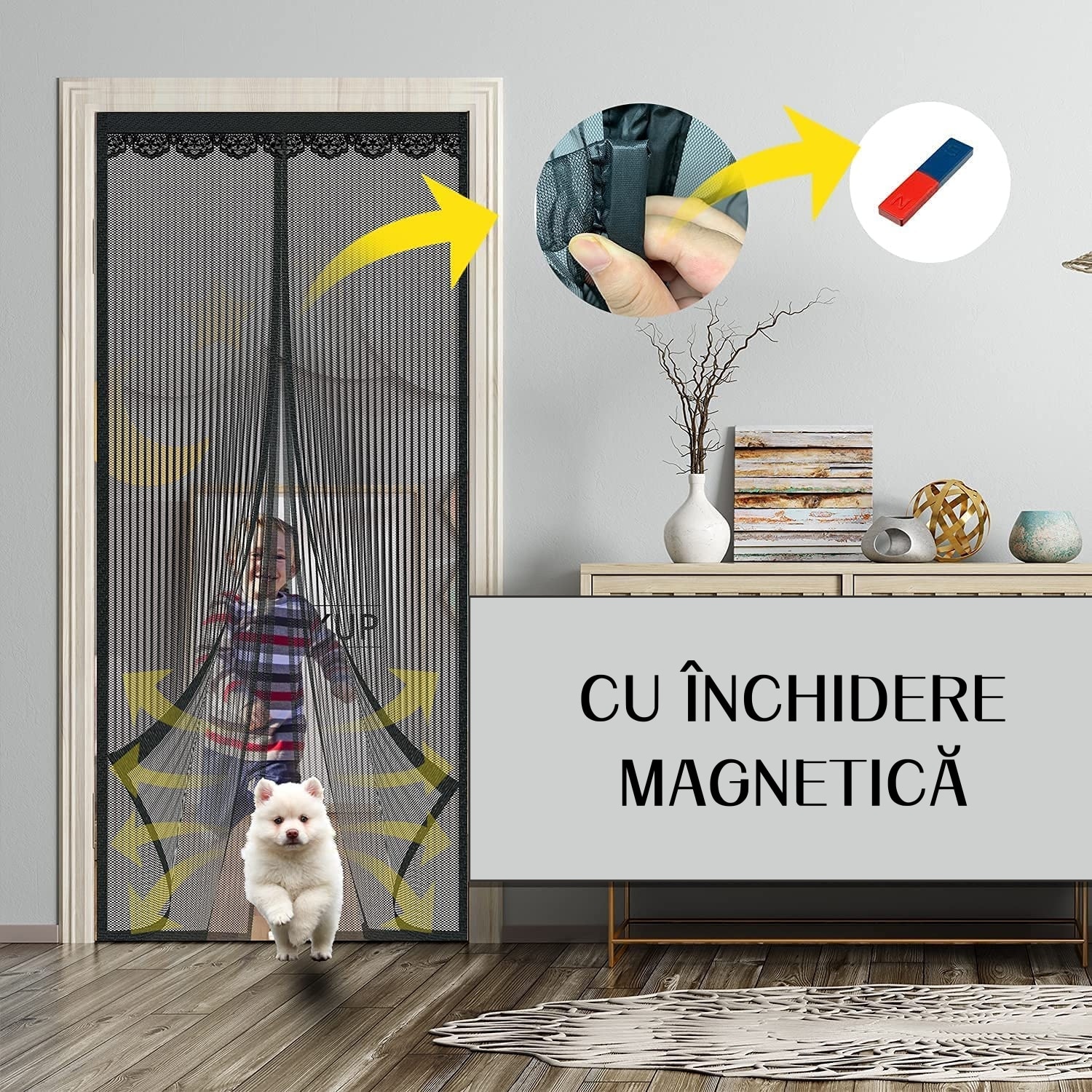 Perdea usa anti-insecte Alista Home, inchidere magnetica, 100 x 210 cm ...
