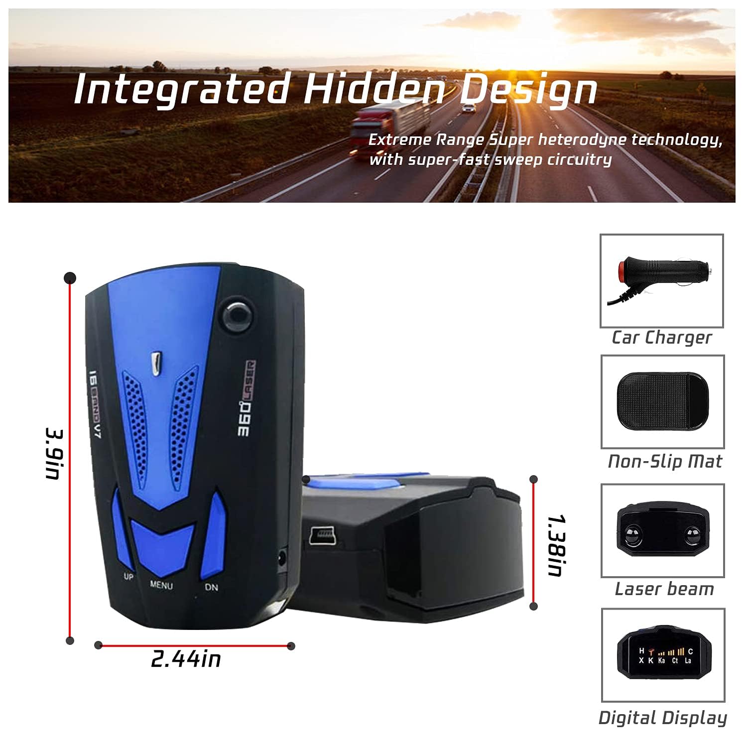 Detector radar, 360 Degree Automatic Car Monitoring, sistem de alerta ...
