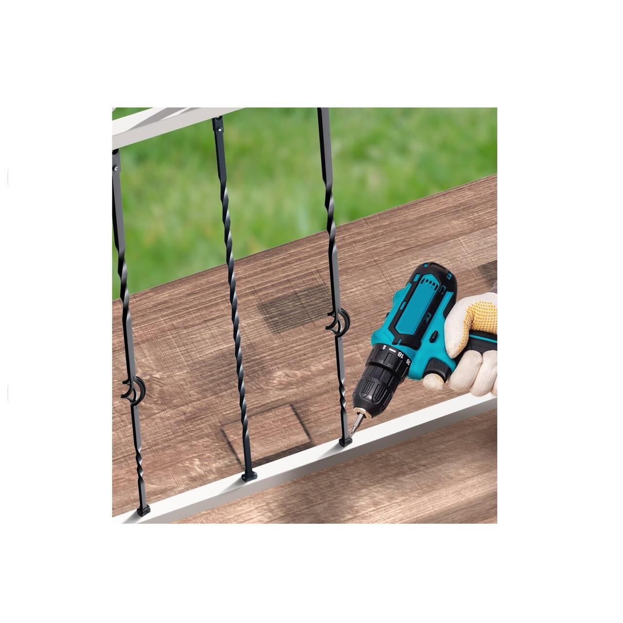 Set 10 stalpi balustrade cu cos si spiralate, 13 x 13 x 1122mm, Negru ...