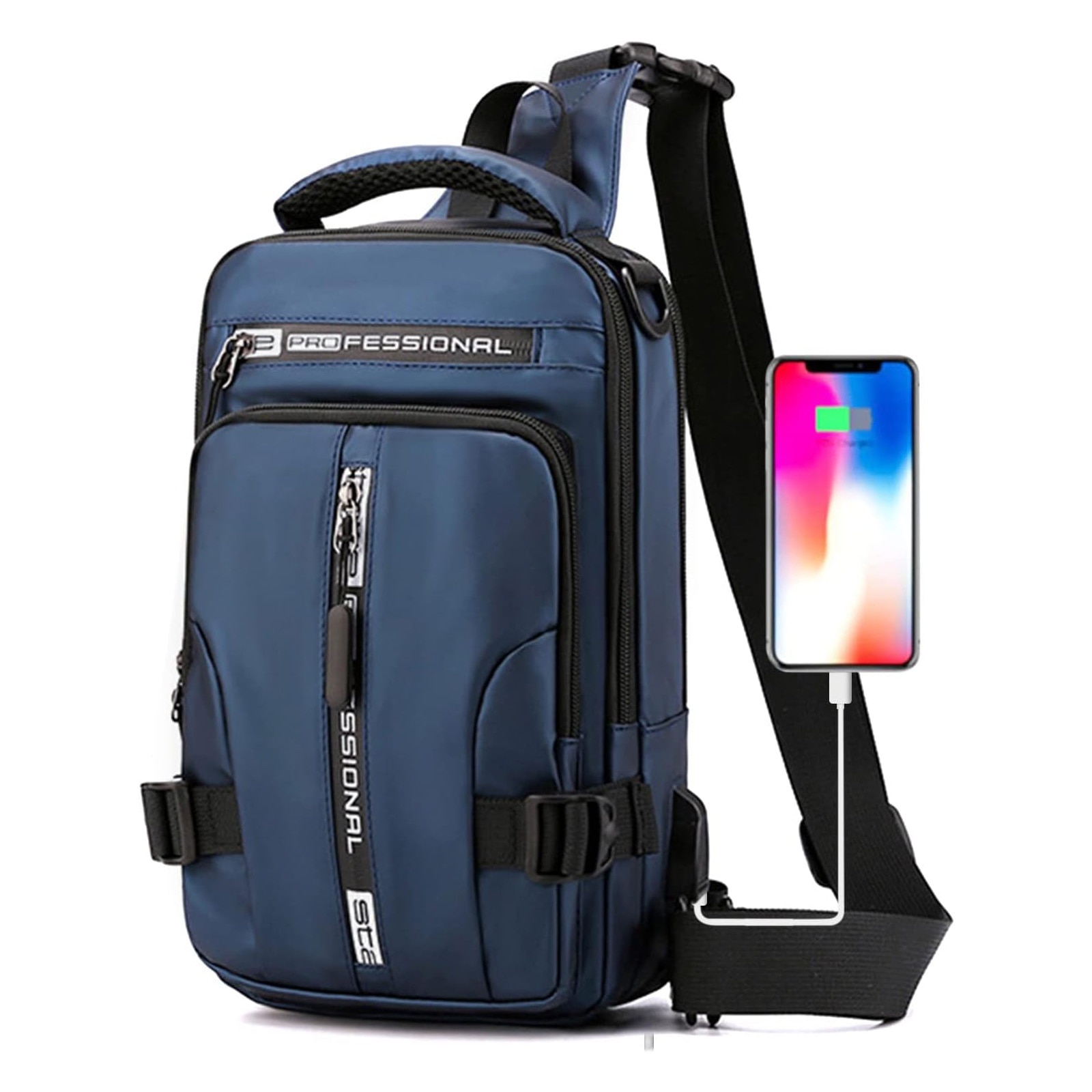 Geanta de umar unisex, SINBINTA, Crossbody, buzunar antifurt, Cu suport ...