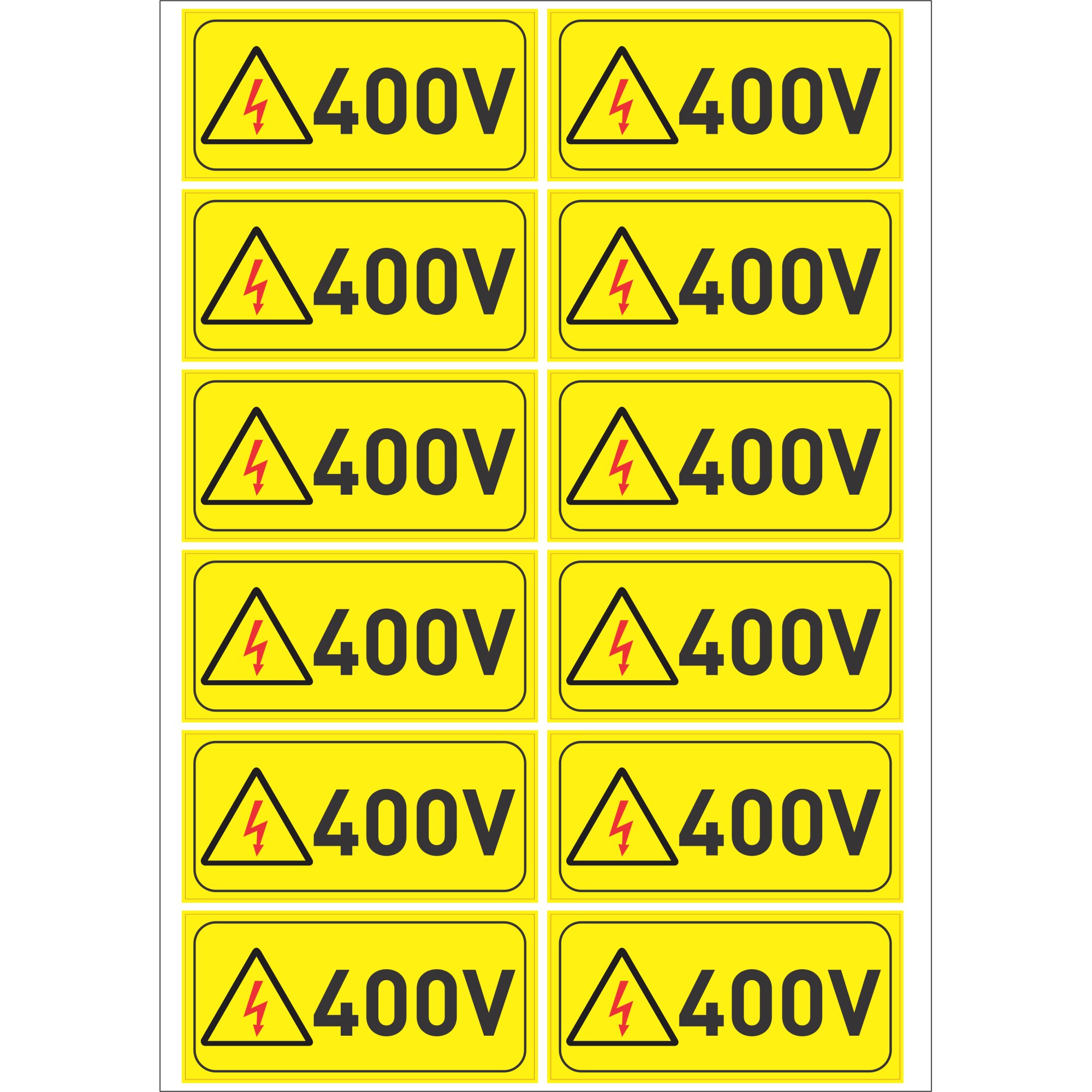 Indicator semnalizare Priza 400V, autocolant A4, 9.5 x 4.5 cm, 12 ...