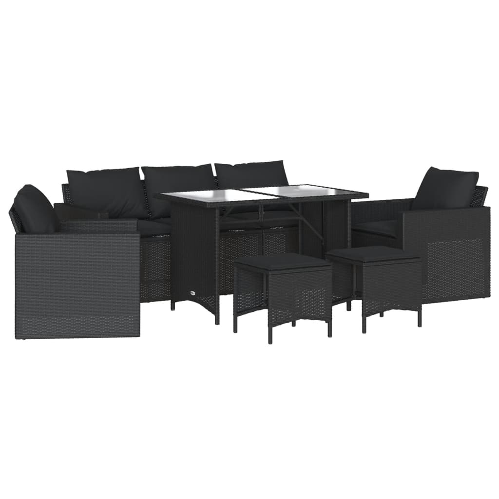 Set mobilier de gradina cu perne, vidaXL, 6 piese, negru, poliratan, 50 ...