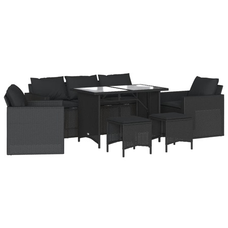 Set mobilier de gradina cu perne, vidaXL, 6 piese, negru, poliratan, 50 ...