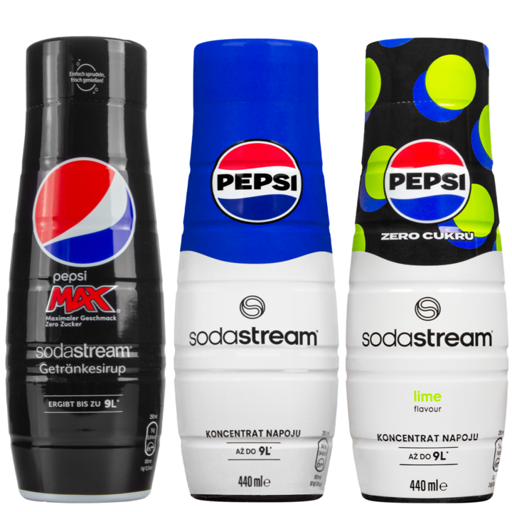 Sirop pentru SodaStream Pepsi + Pepsi Max Zero + Pepsi Max Zero Lime ...
