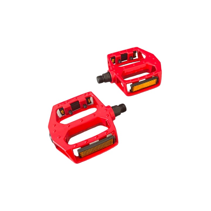 Set pedale pentru bicicleta, aluminiu, rosii, AVI-28 - eMAG.ro