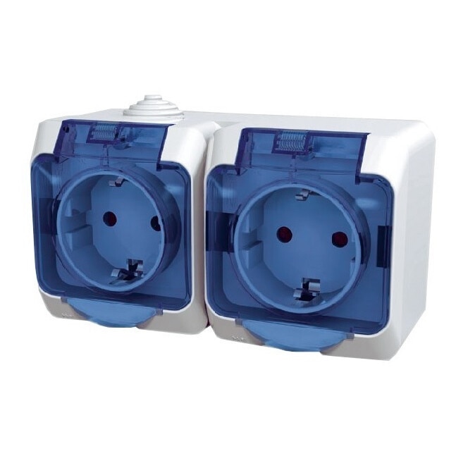 Priza dubla schuko aparenta, Schneider Electric, IP44 - eMAG.ro