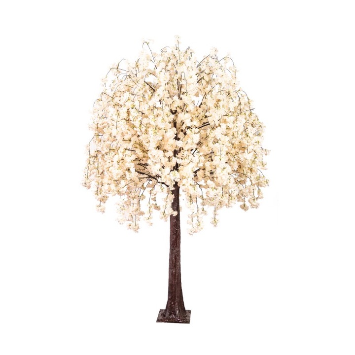 Copac artificial Marhome, cires cu flori atarnatoare, crem, 280cm, set de 1 - eMAG.ro