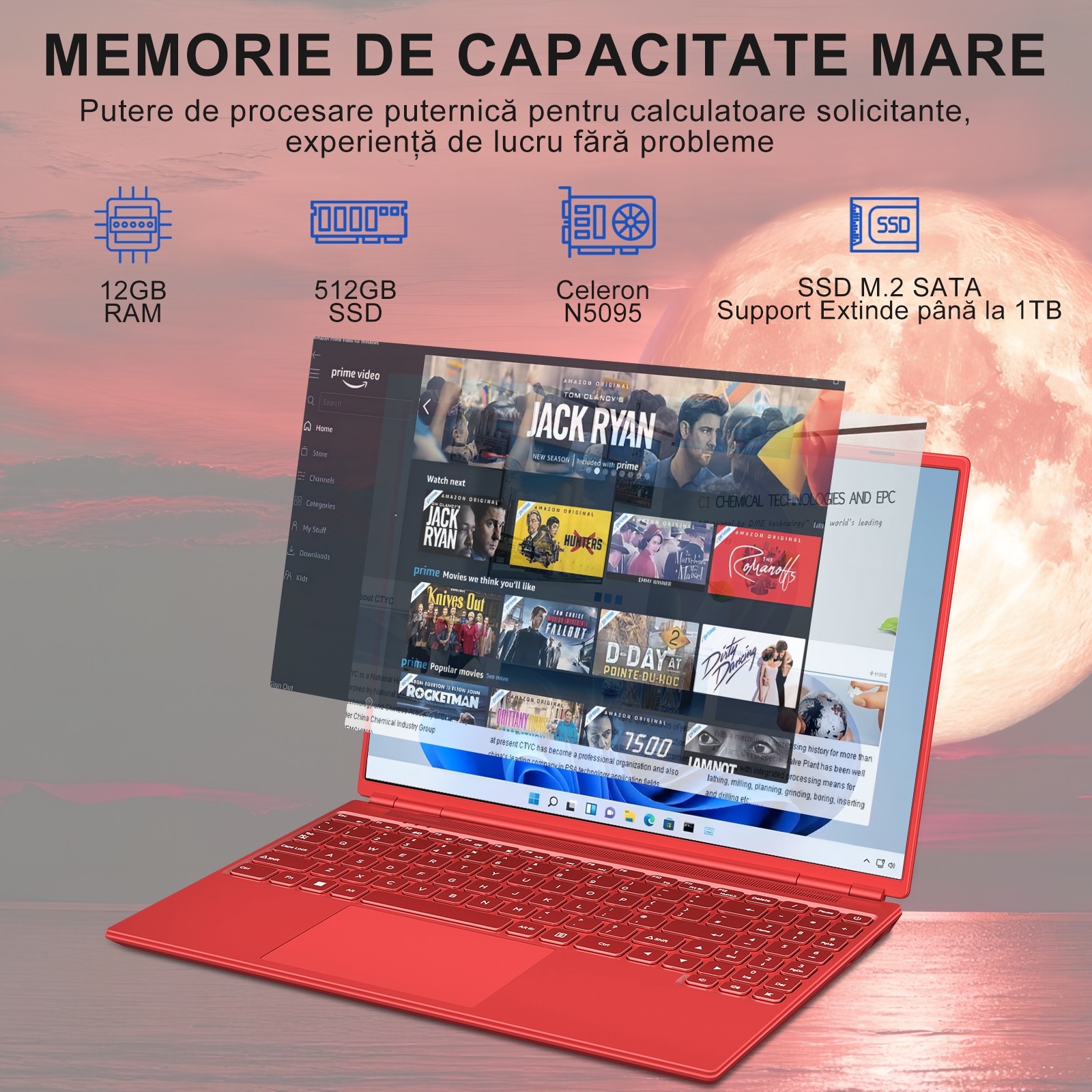 Aocwei A6 Laptop de 16 inchi 12+512 GB Celeron N5095 4 nuclee, Win 11 ...