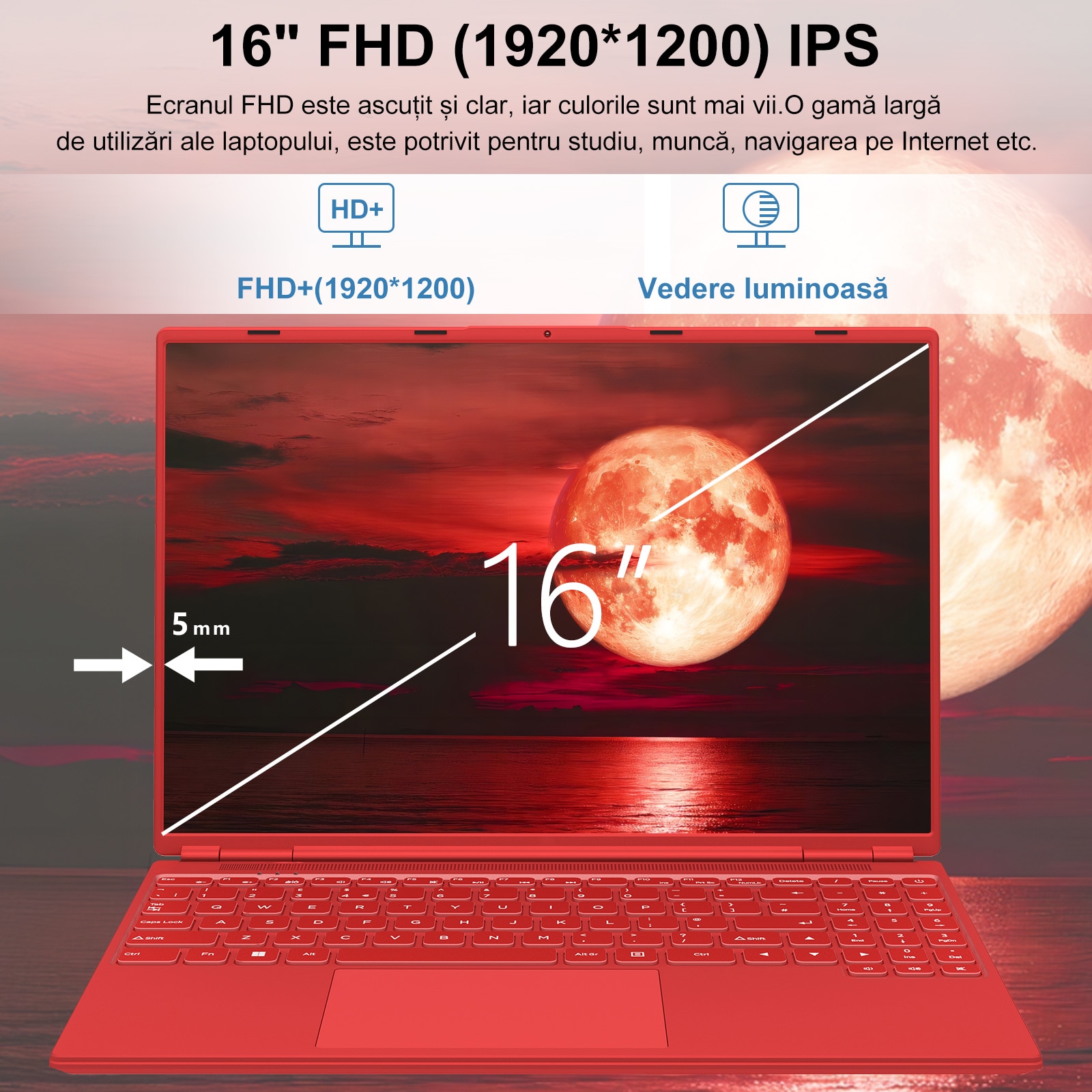 Aocwei A6 16-инчов лаптоп, 12+512GB, Celeron N5095 четириядрен, Win 11 ...