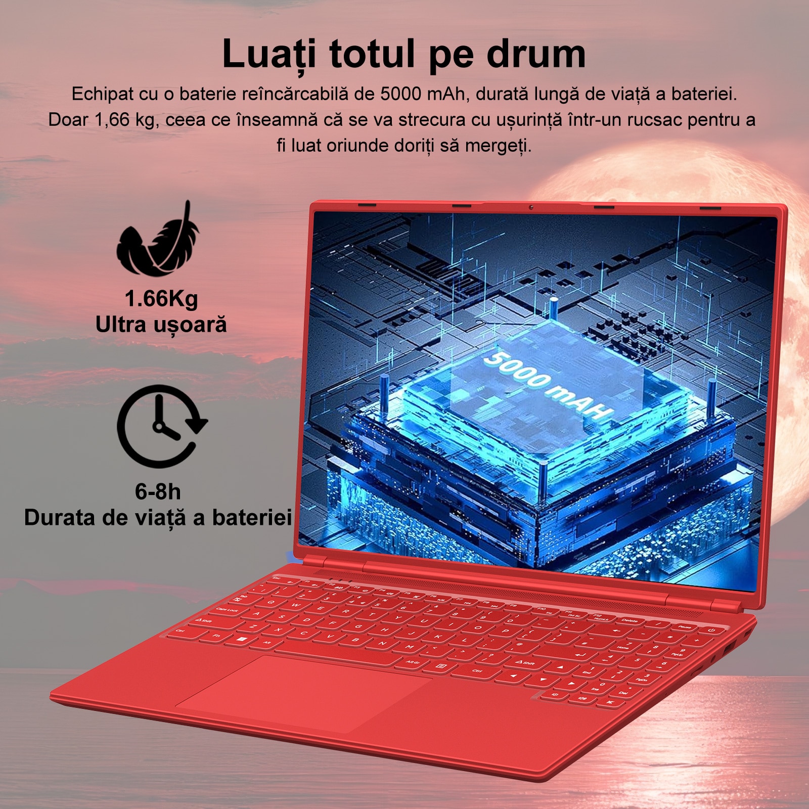 Aocwei A6 16-инчов лаптоп, 12+512GB, Celeron N5095 четириядрен, Win 11, с вентилатор за ...