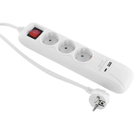 Prelungitor Electric 3 Prize + 1x Usb A + 1x Usb C 1, 5m 3680w, Alb, Cu ...