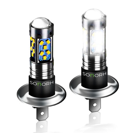 Set 2 Becuri LED H1, 27 SMD, Lupa Integrata, 60W, 6000K alb rece, Plug ...