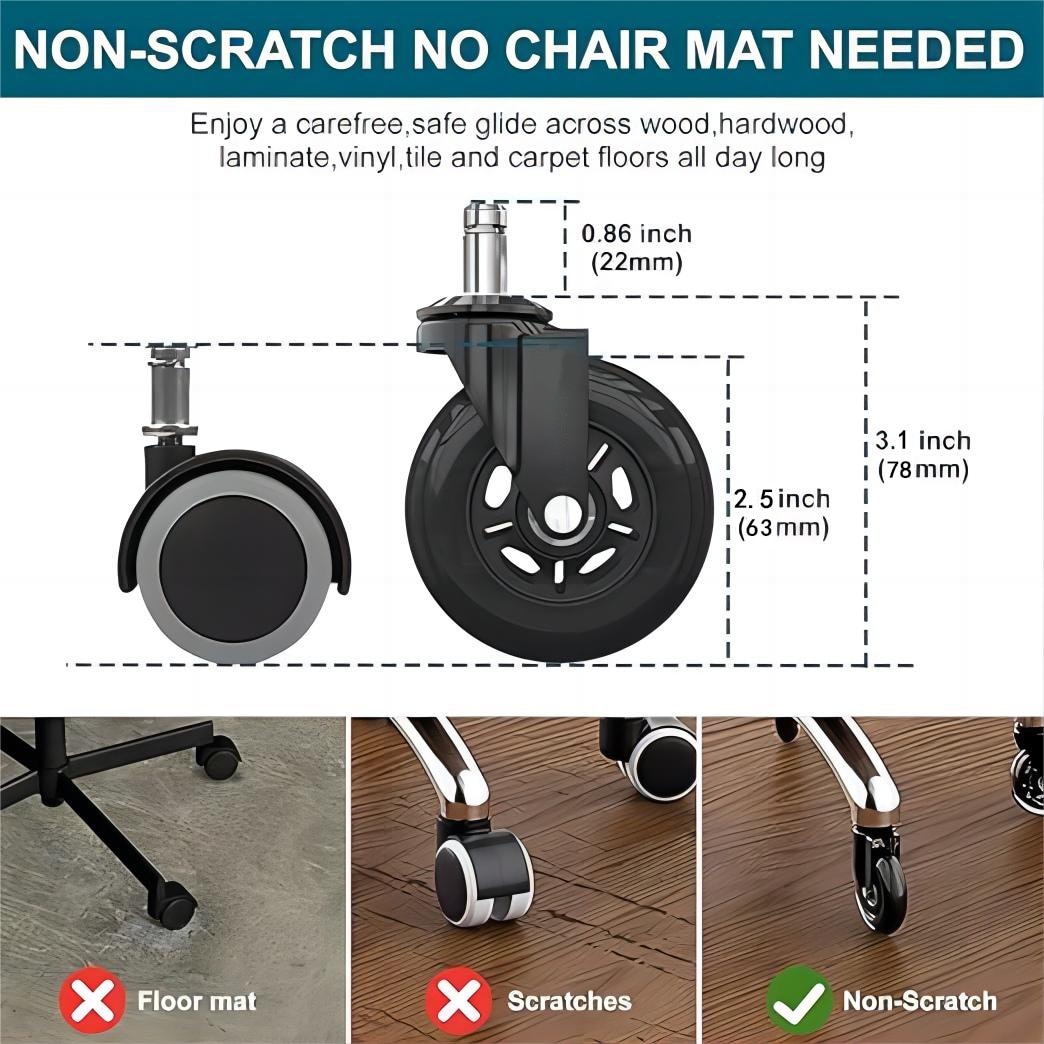 Set 5 roti de silicon, 2, 5 inch transparant, tija 11mm, 270 kg, pentru ...