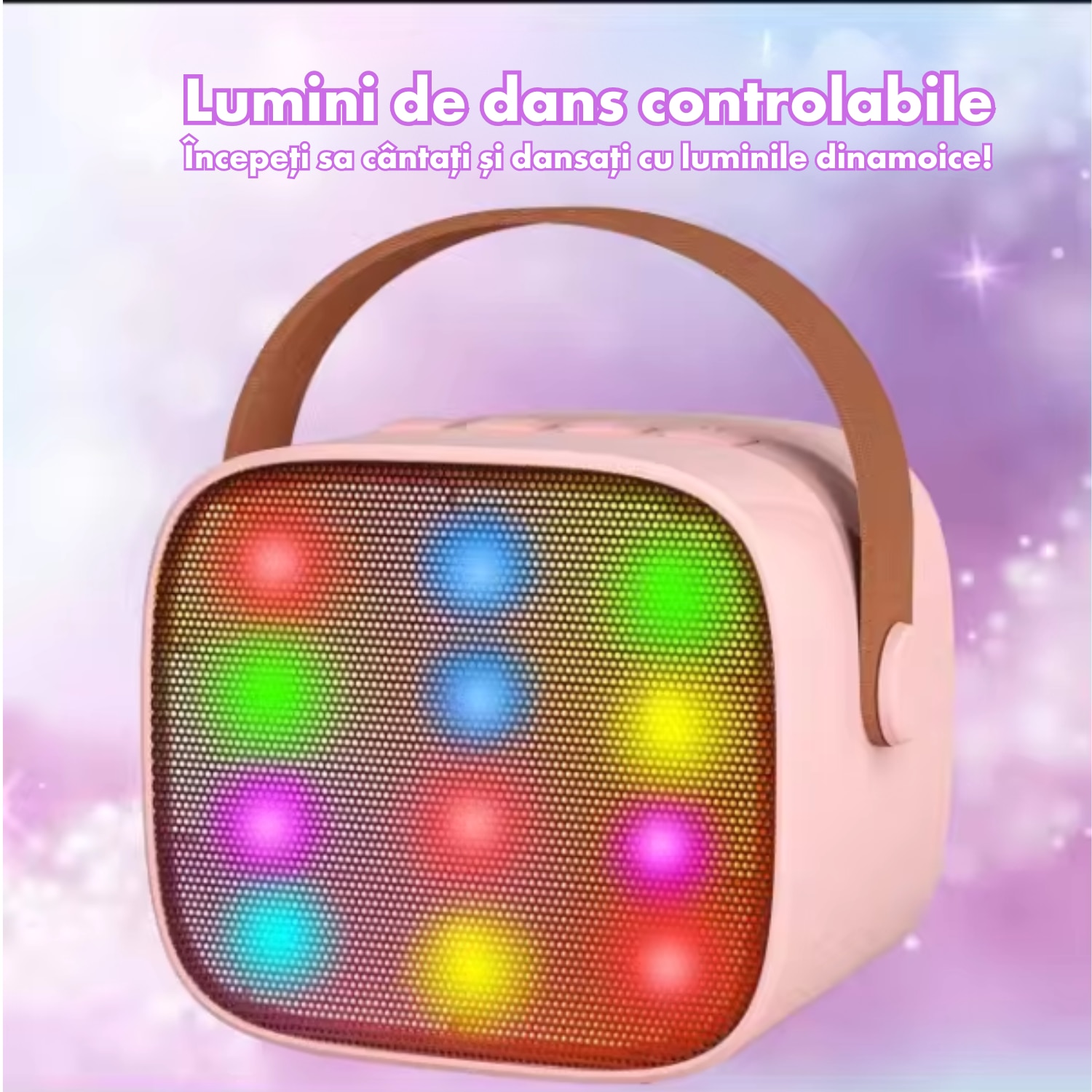 Set jucarie cu boxa portabila si 2 microfoane, Wireless, Bluetooth ...