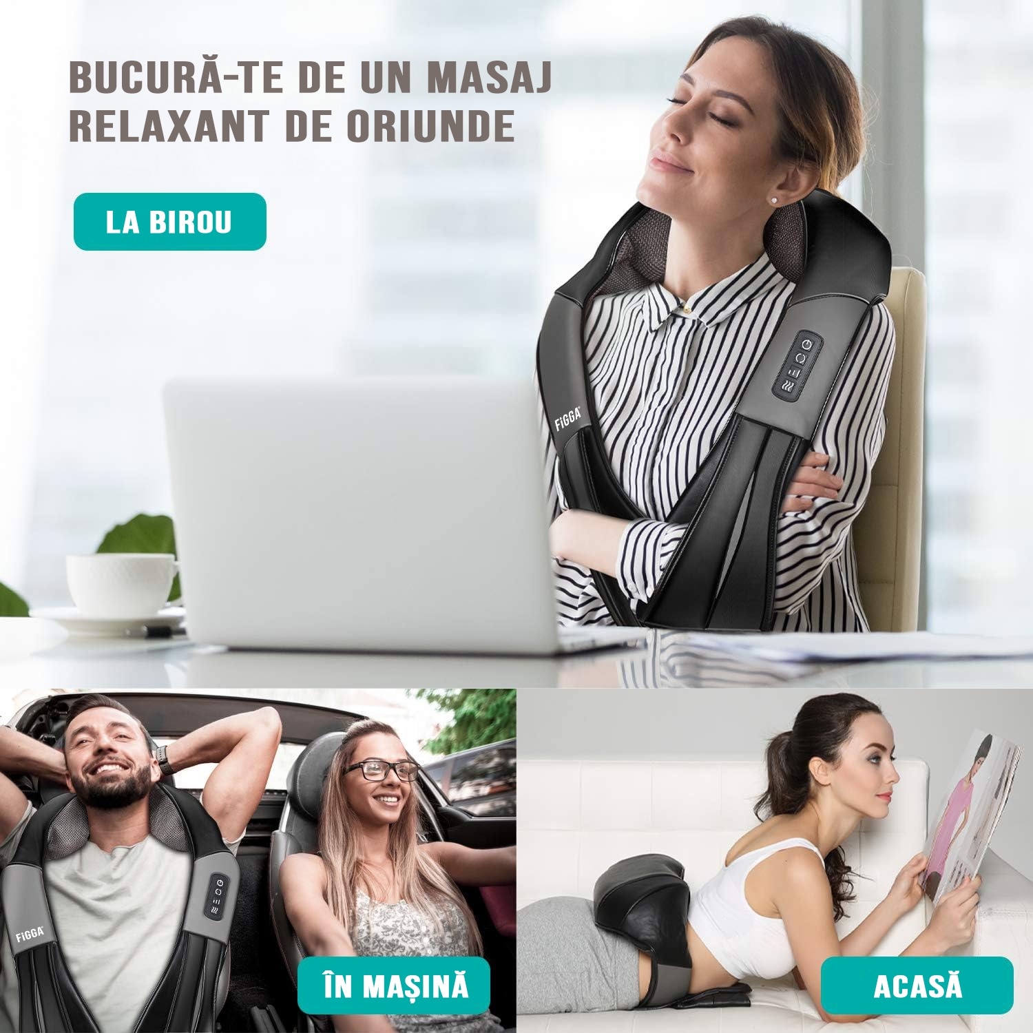 Aparat profesional masaj electric FiGGA® pentru gat si spate, cu ...