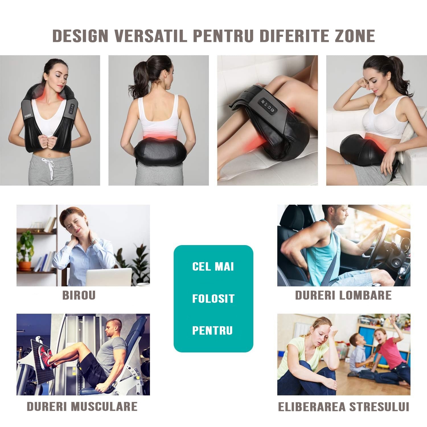 Aparat profesional masaj electric FiGGA® pentru gat si spate, cu ...