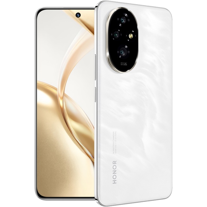 Telefon mobil HONOR 200, Dual SIM, 12GB RAM, 512GB, Moonlight White ...