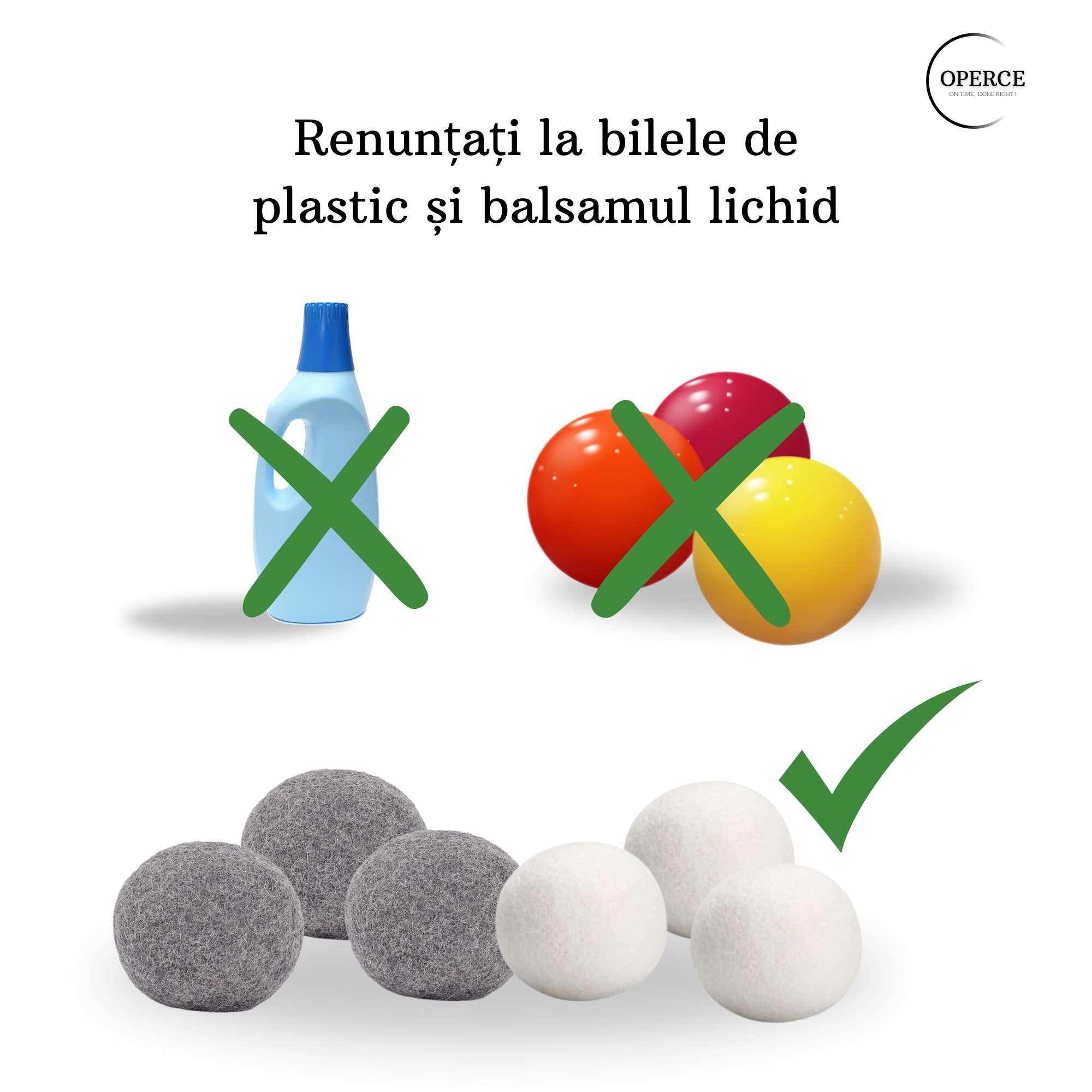 Set 6 Bile de Lana 100% Naturala pentru Uscator, OPERCE™️, Origine Noua ...