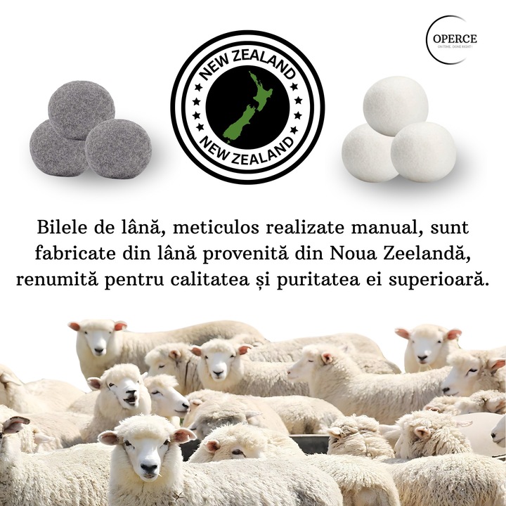 Set 6 Bile de Lana 100% Naturala pentru Uscator, OPERCE™️, Origine Noua ...