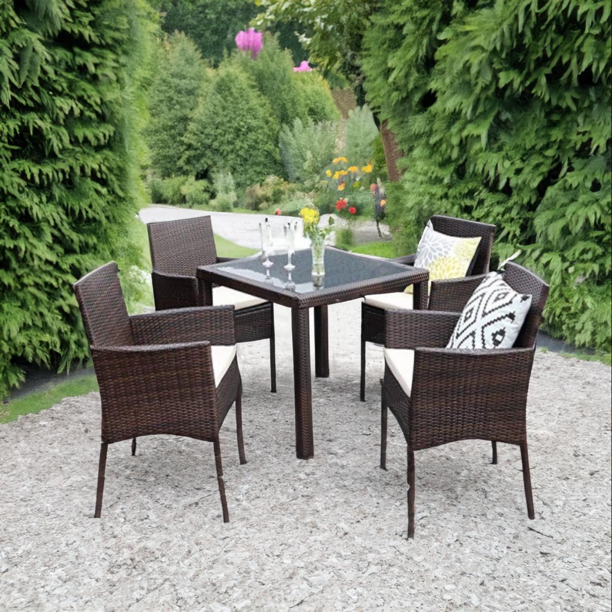 Set mobilier de gradina DeHome MG130, 4 locuri, masa si scaune incluse ...