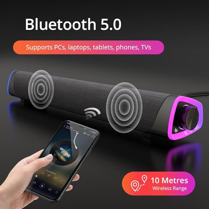 Boxe Portabile, sunet surround, lumini LED multicolor, design inclinat ...