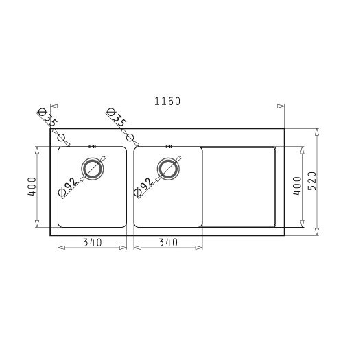 Chiuveta bucatarie Pyramis CRYSTALON, 1160x520mm, adancime 200mm ...