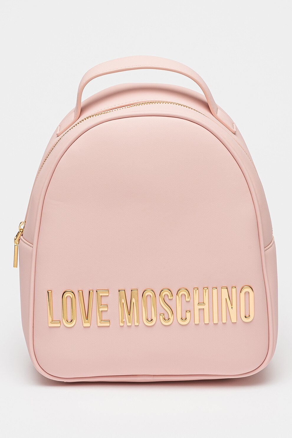 Love Moschino, Rucsac de piele ecologica cu logo metalic, Roz pastel ...
