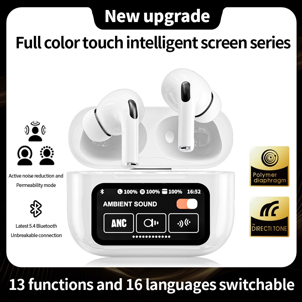 Casti PEEIK Pro ANC cu display color pentr functiile castilor, Carcasa ...