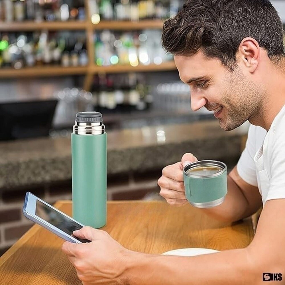 Set Sticla Termos SIKS Din Inox Cu 2 Cani Extra, Cu Perete Dublu ...