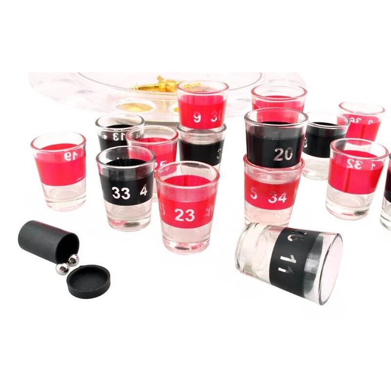 Ruleta cu shot-uri, OTIMO, 16 pahare, rosu/negru - eMAG.ro