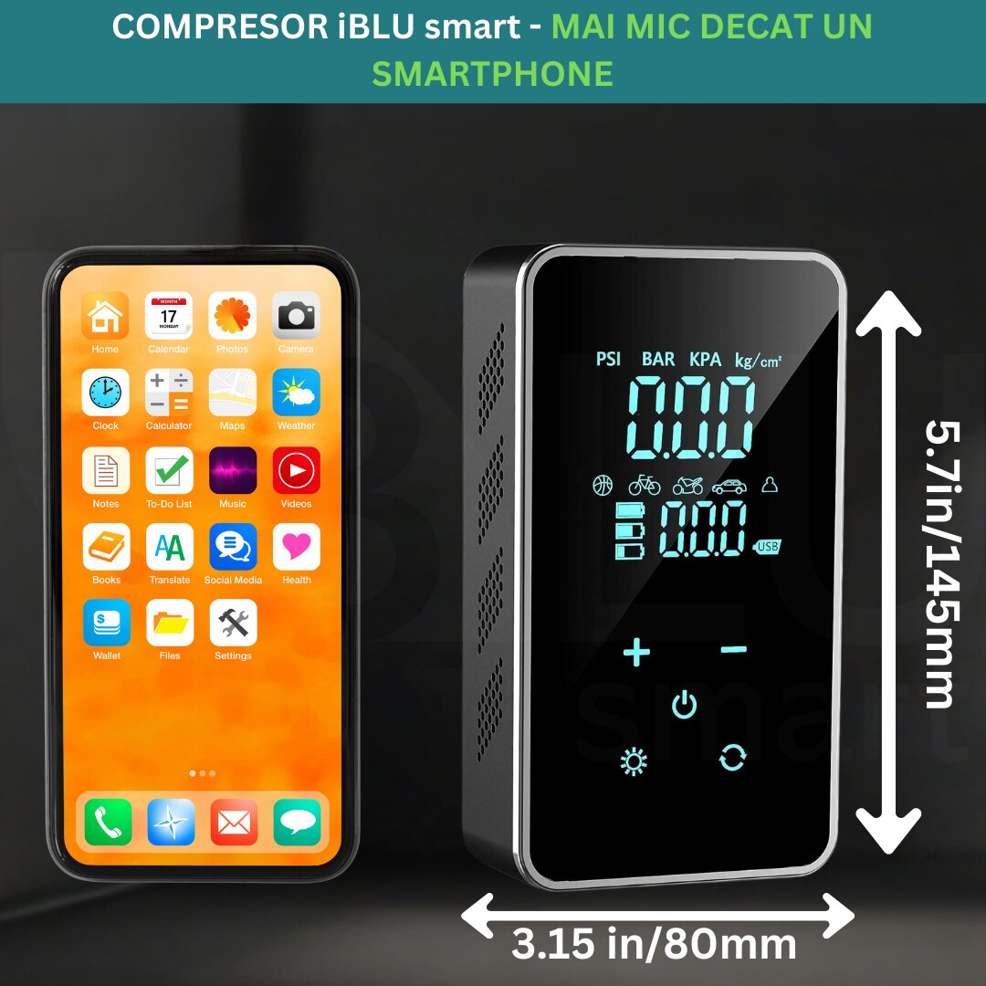 Compresor Auto Digital Portabil 6 in 1 iBLU smart, Multifunctional ...