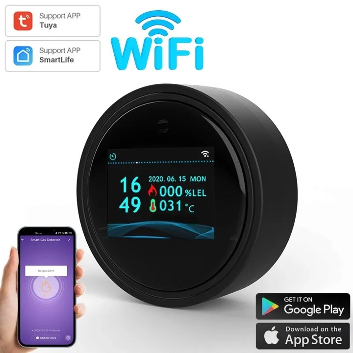 Senzor detector de Gaz, Smart, Wireless, pentru Detectie scurgere de ...