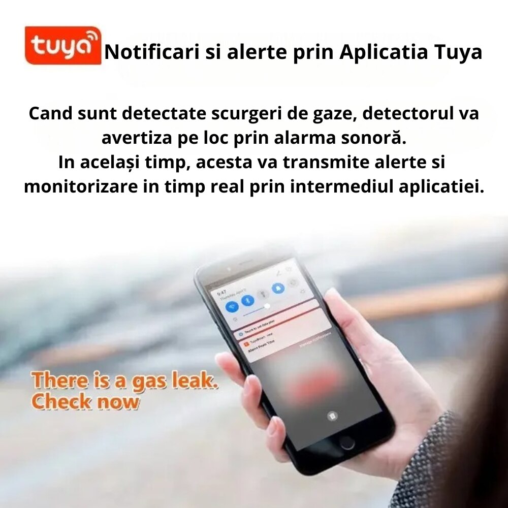 Senzor detector de Gaz, Smart, Wireless, pentru Detectie scurgere de ...
