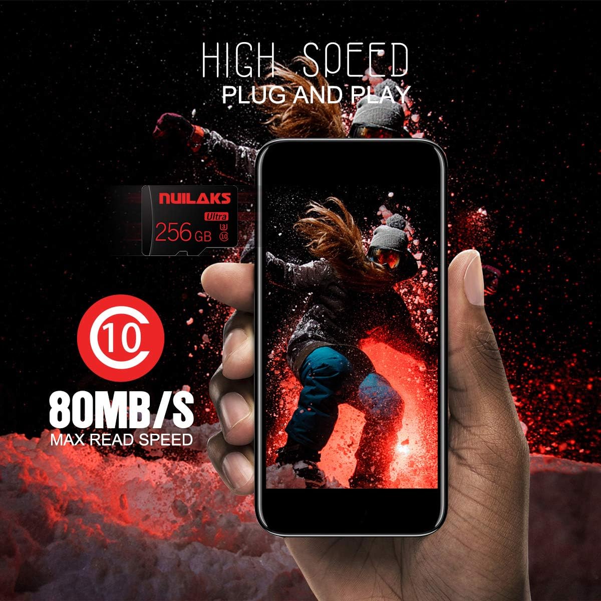 Card Micro SD cu adaptor Nuilaks, 256 GB, clasa 10 - eMAG.ro