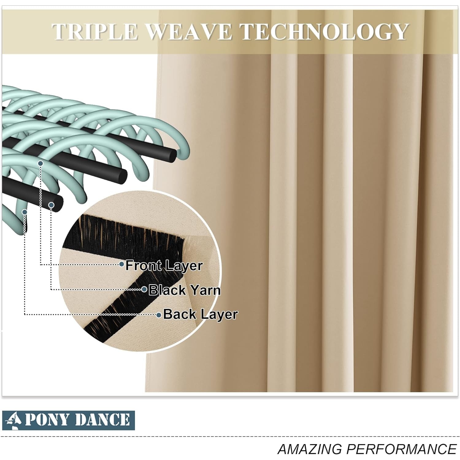 Set 2 Perdele cu bride, PONY DANCE, 220 x 140 cm, Opace, Blackout ...