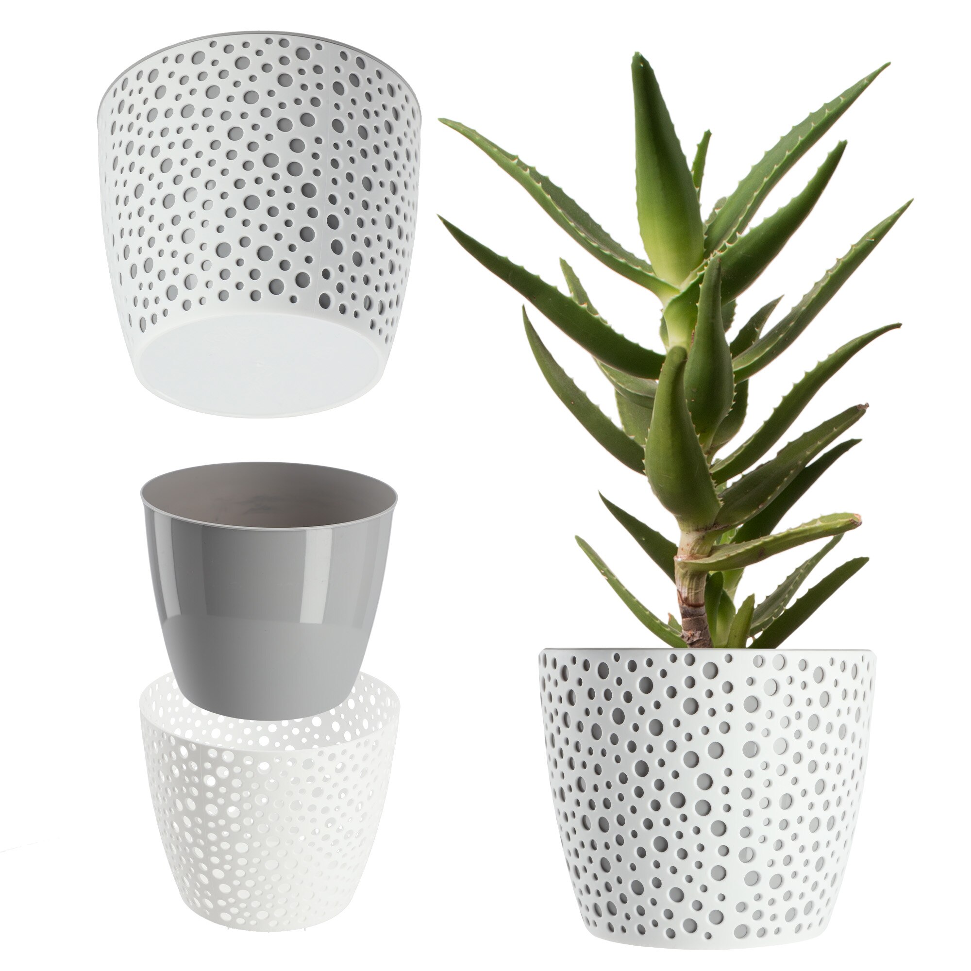 Ghiveci rotund pentru flori, gri, 17 cm - eMAG.ro