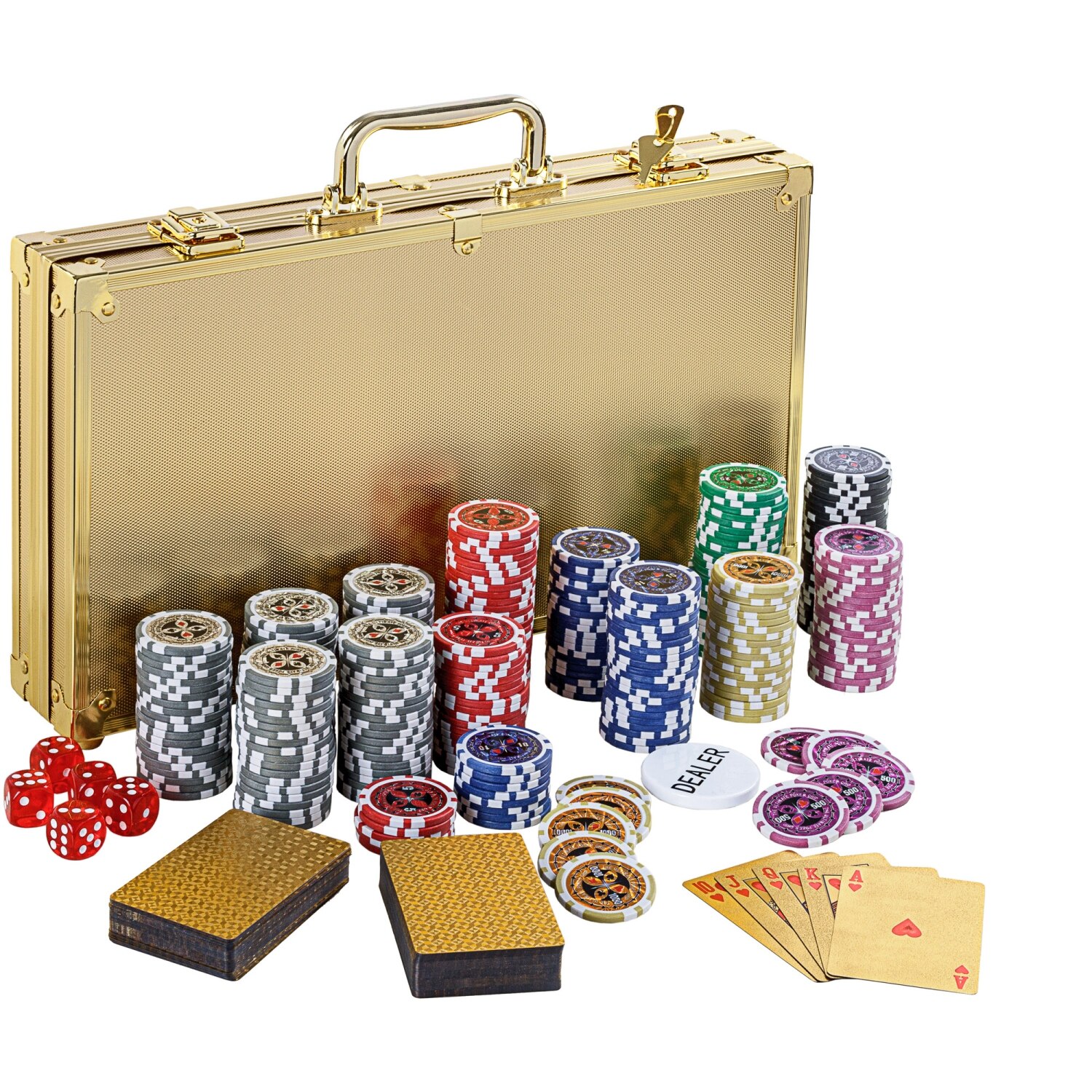 Set de poker, 300 de jetoane, auriu, GAMES PLANET - eMAG.ro